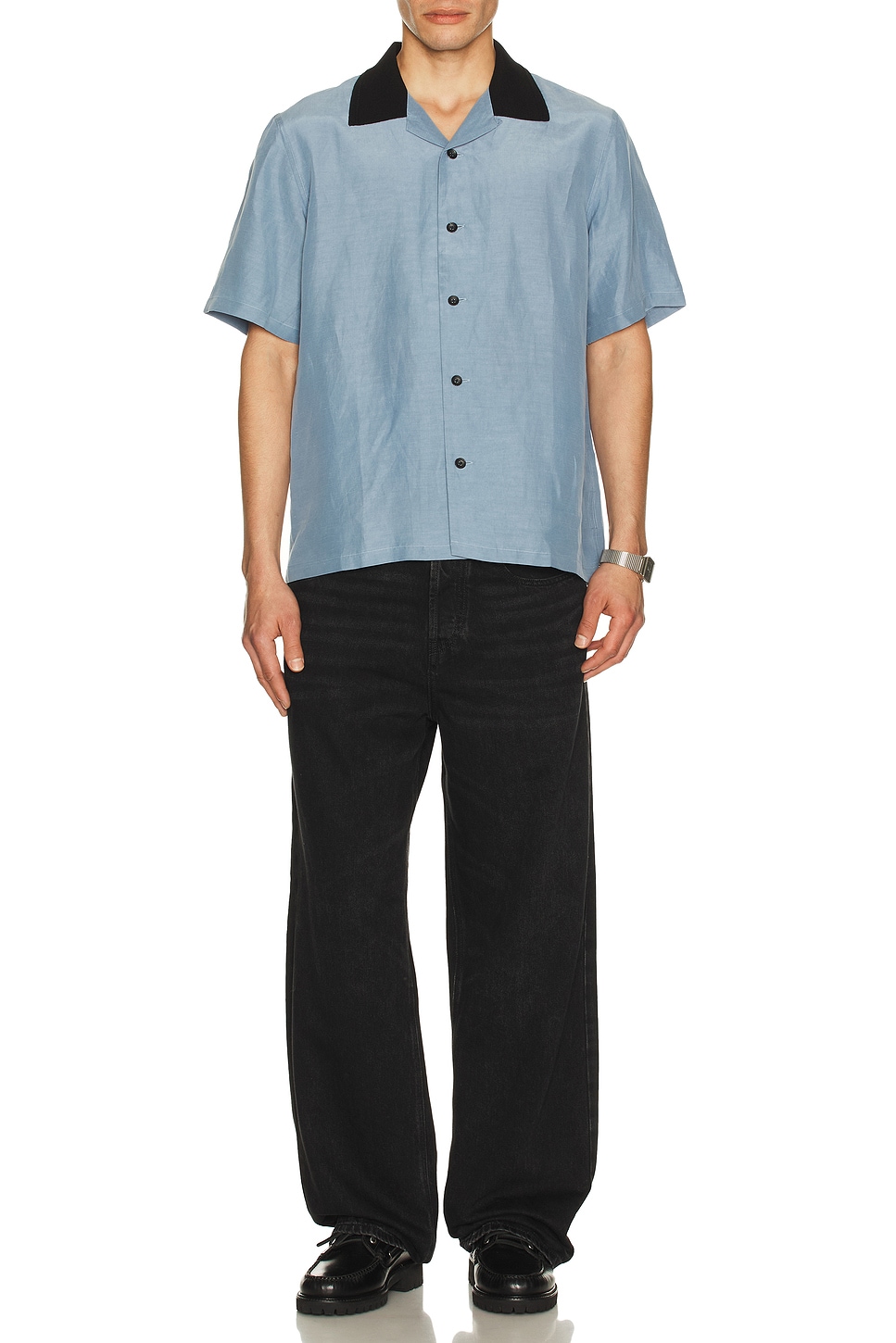 RAG & BONE rag & bone avery slub shirt in baby blue
